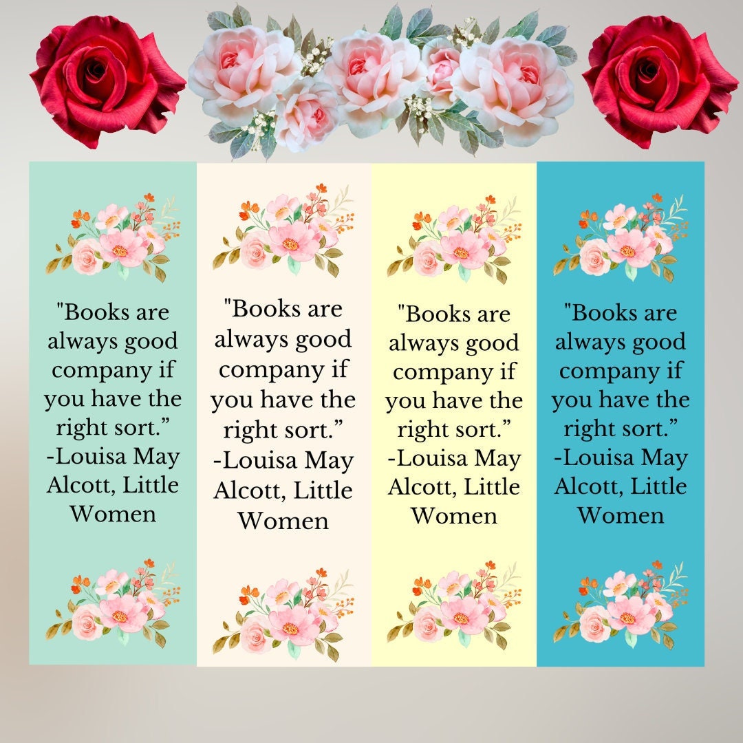 Little Women Bookmarks, Printable Bookmarks Floral, Little Women Quote ...