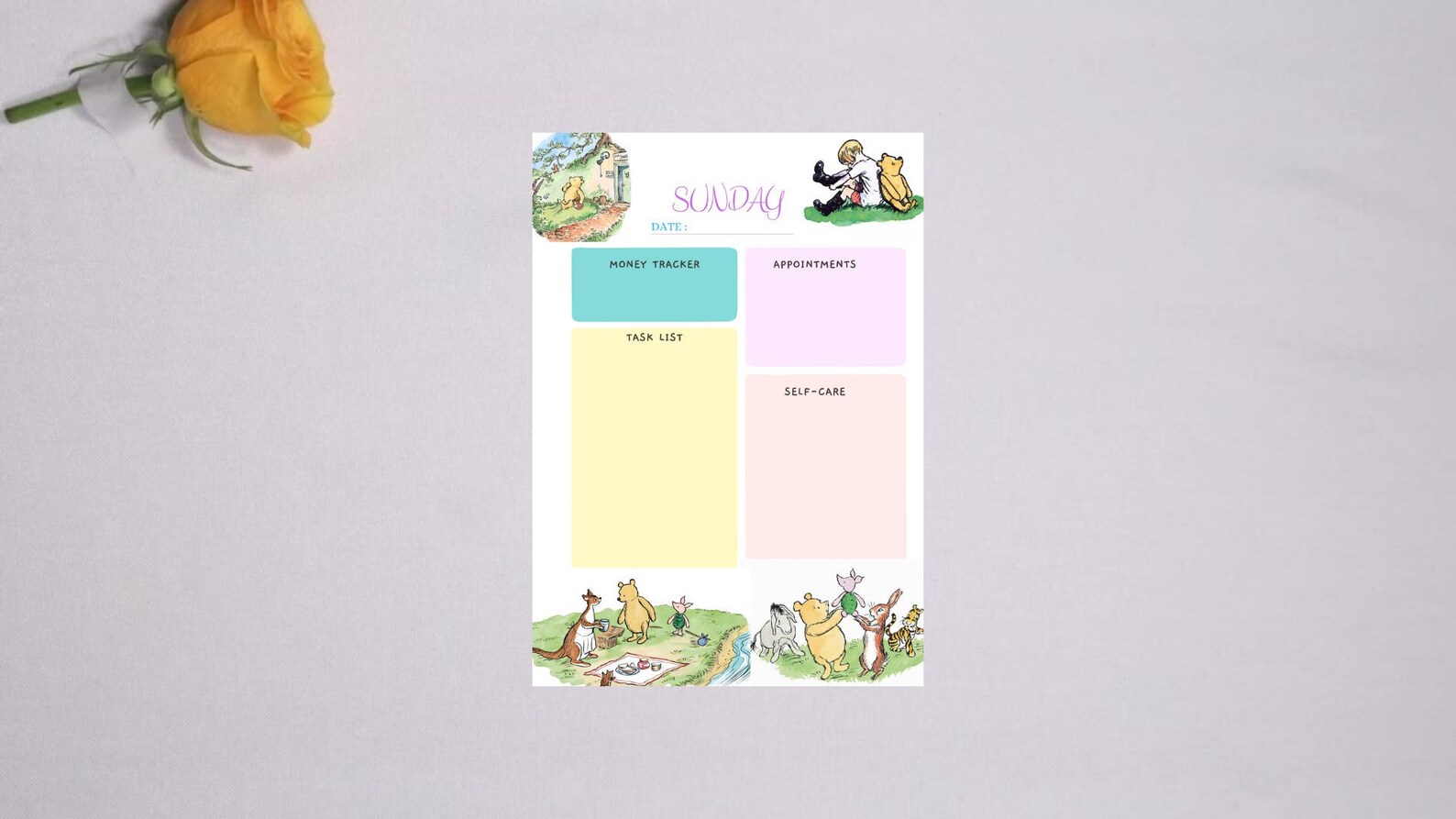 Winnie the Pooh Daily Planner Sheets Undated Printable - Etsy
