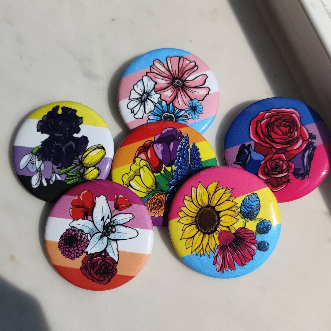 Lgbt Flower Pride Pins trans, Bi, Gay, Nb, Lesbian, Pan - Etsy