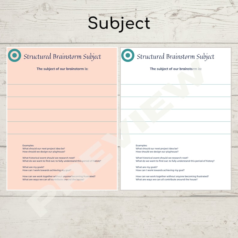 Structured Brainstorming Exercise | Printable Templates | Idea ...