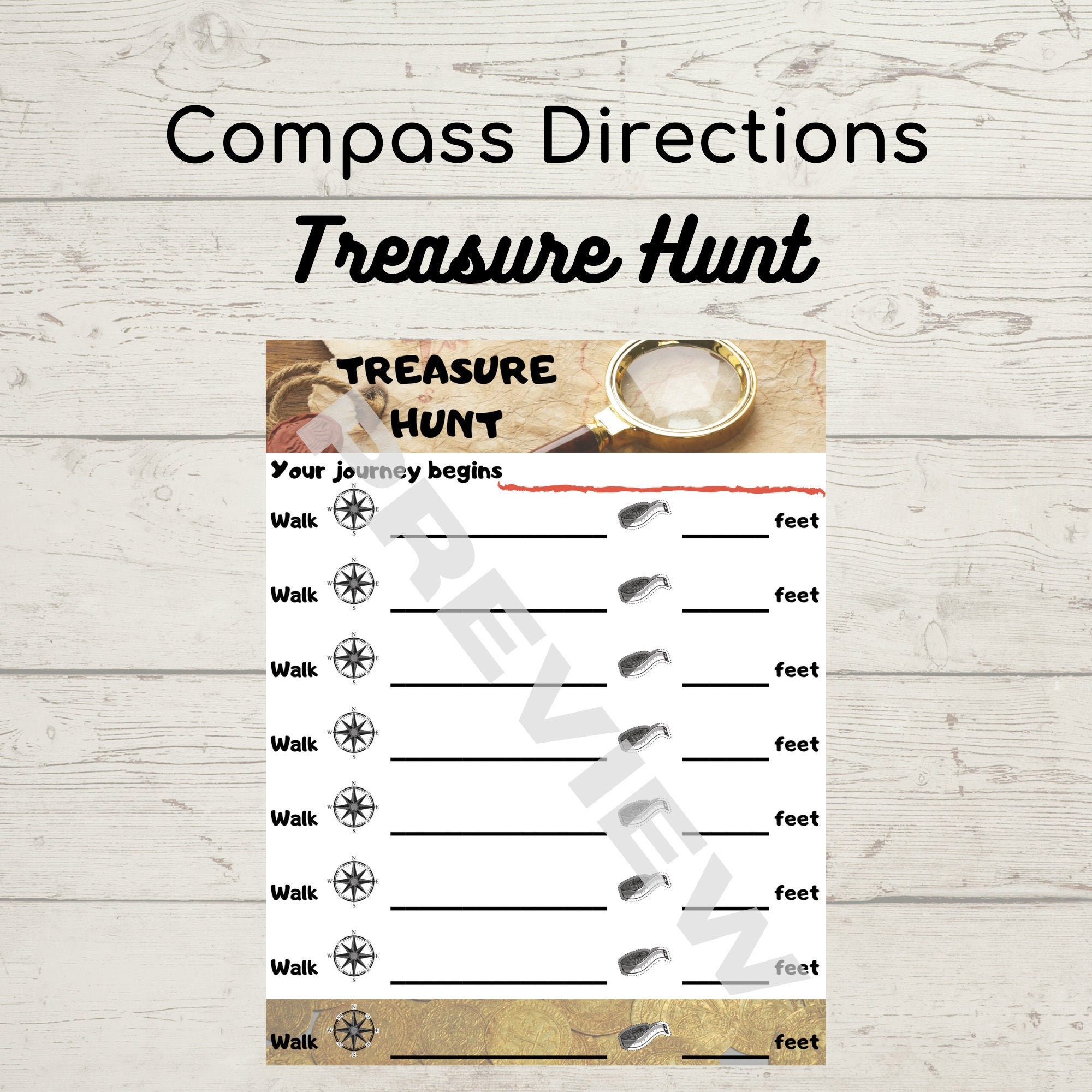 Compass Directions Treasure Hunt Instant Download | Etsy