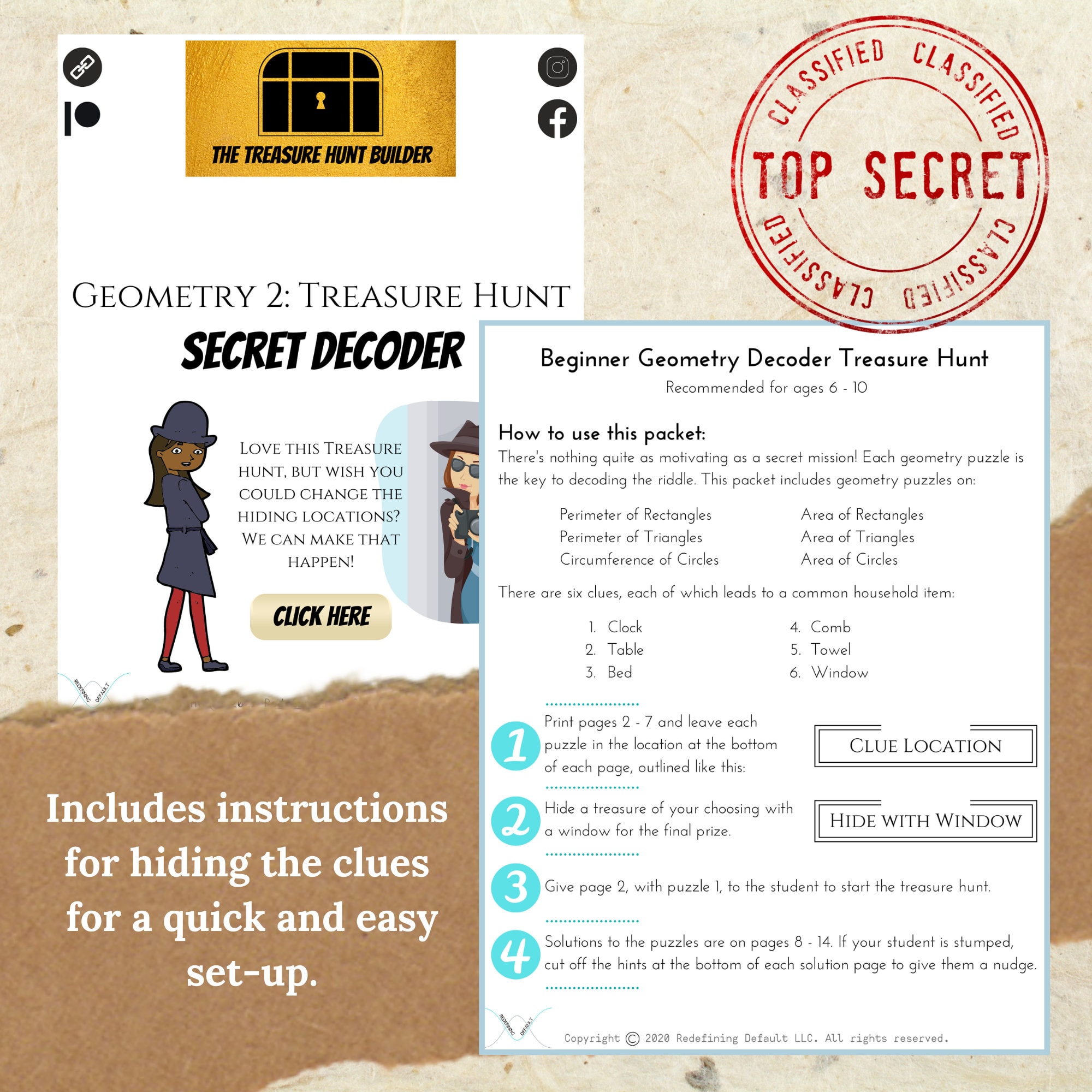 Geometry 2 Educational Treasure Hunt: Secret Decoder Instant Download ...