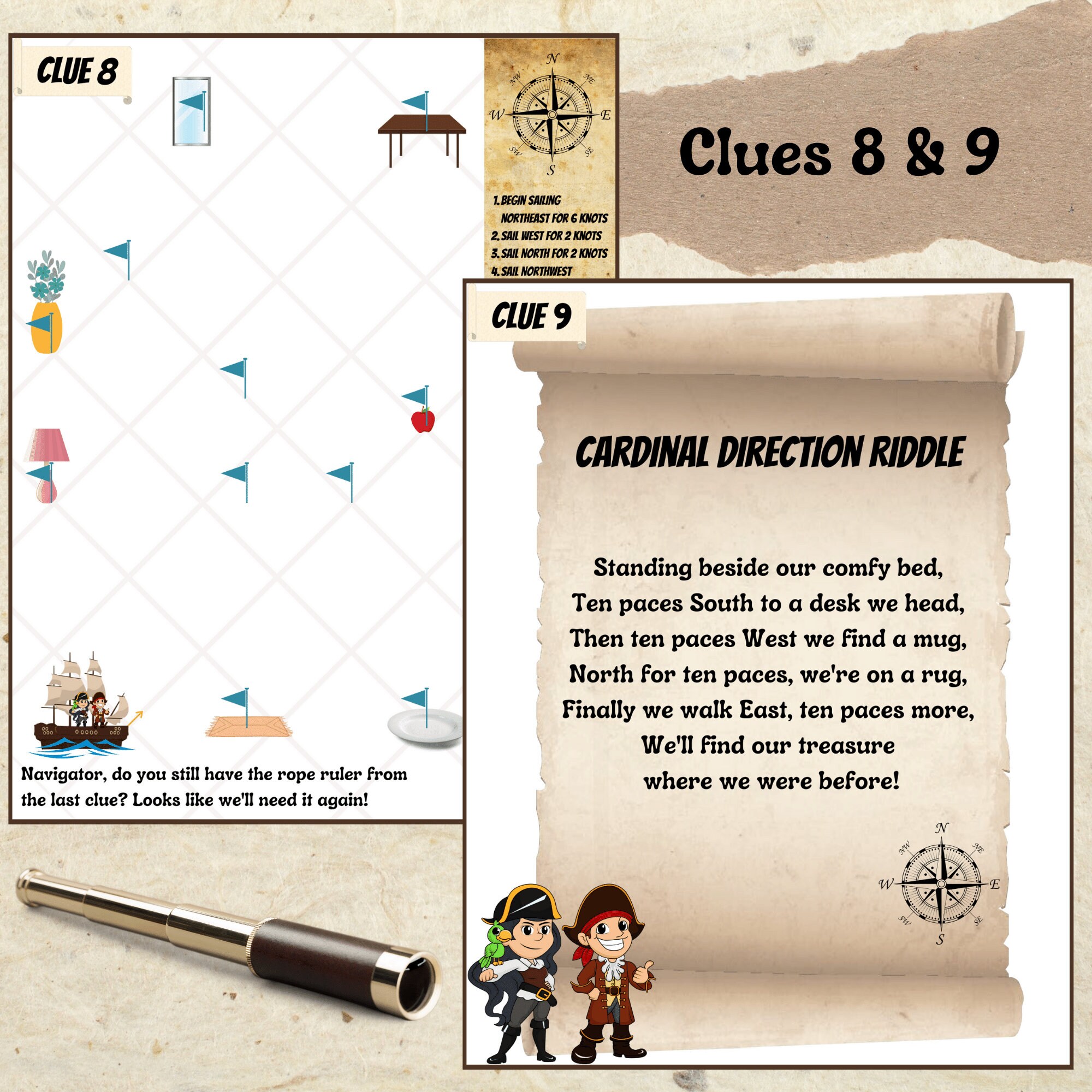 Cardinal Directions Treasure Hunt: Pirate Duo! | an Educational Indoor ...