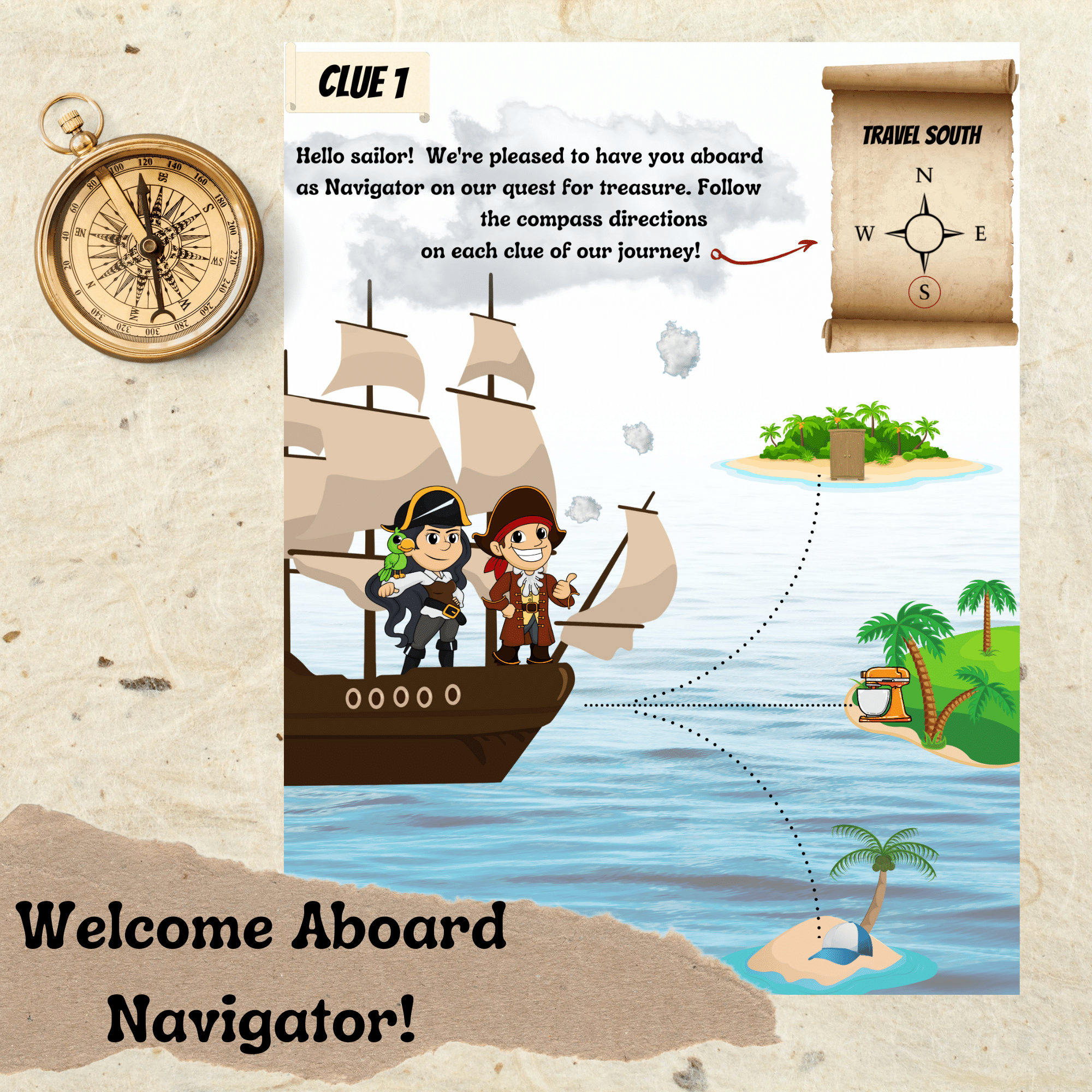 Cardinal Directions Treasure Hunt: Pirate Duo! | an Educational Indoor ...