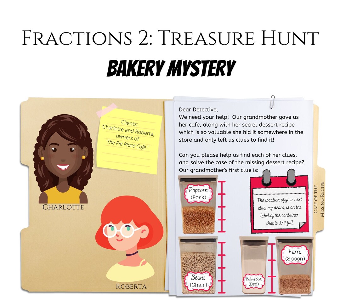 Fractions 2 Bakery Mystery Treasure Hunt | Digital Download | Case of ...