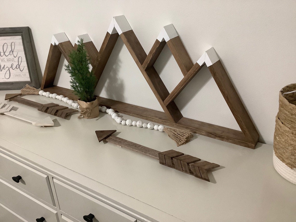 Mountain Snow Shelf 5 Peak Wood Mountain Shelf Rustic - Etsy