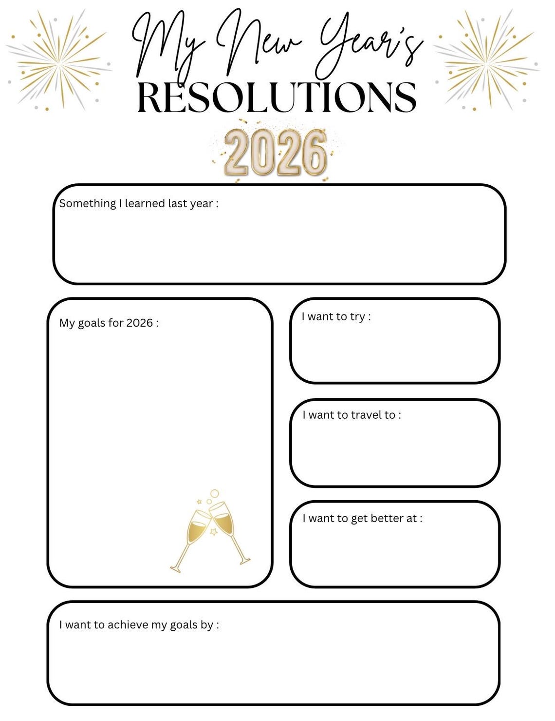 New Year’s Resolutions 2026 Printable | Canva Editable Goal Planner ...