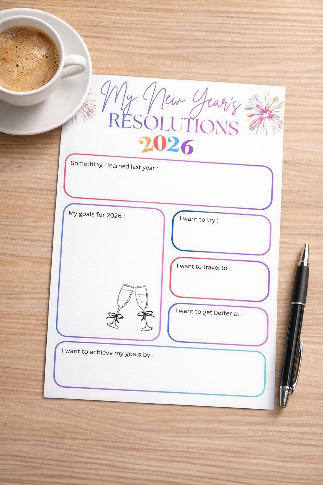 New Year’s Resolutions 2026 Printable | Colorful Goal Planner | Canva ...