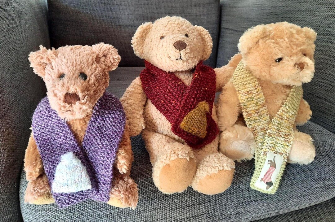Hand Knitted Teddy Bear Scarf - Unique Designs - Etsy