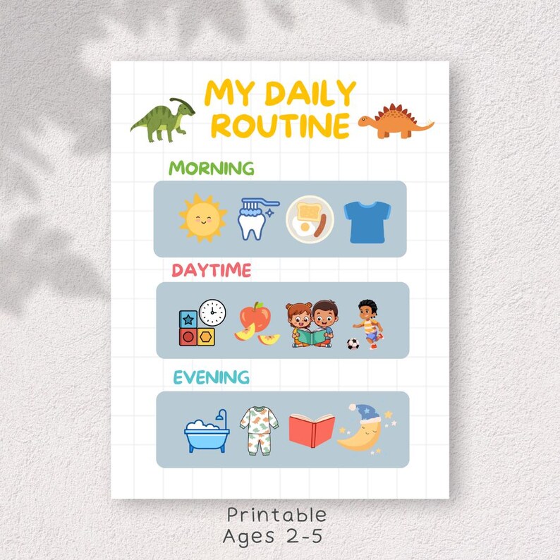 Toddler Visual Daily Routine Chart | Ages 2-5 (digital Download) - Etsy