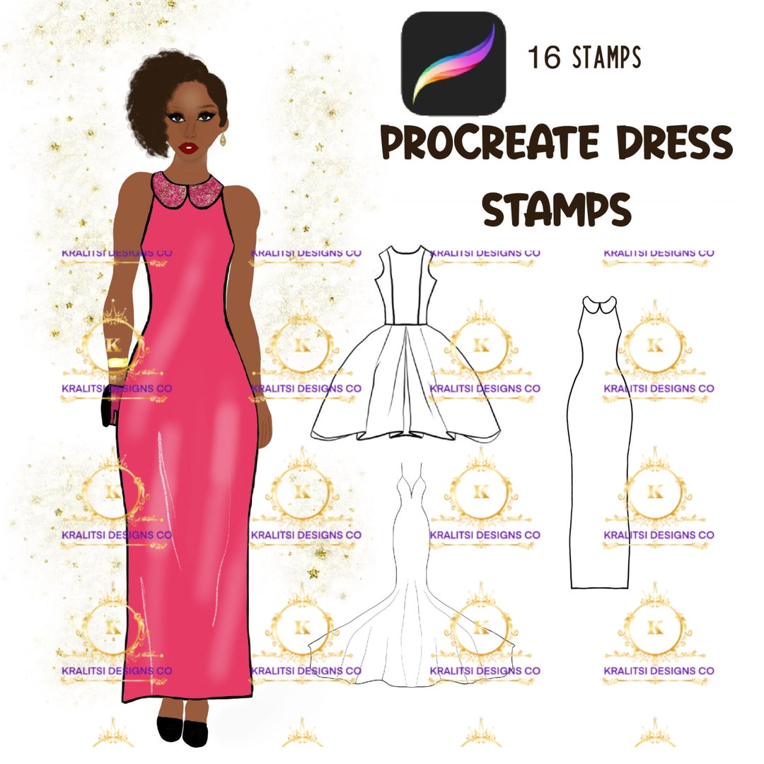 Procreate Dress Brushes- Procreate Dress Stamps- Procreate Fashion Brushes- Dress Stamps- iPad ...