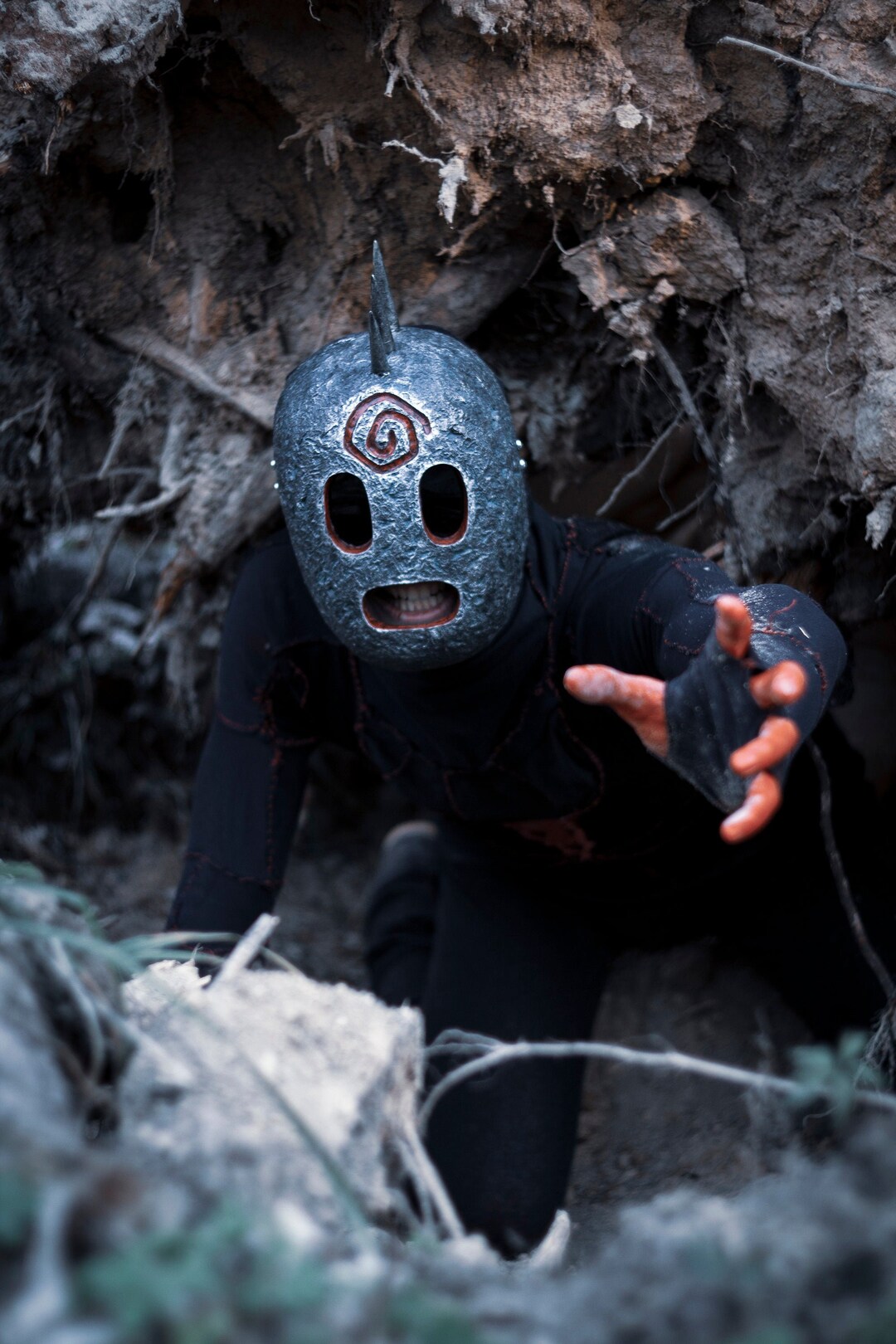 Ghoul Stone Rave Mask Spikes Thorns spiral Bully - Etsy