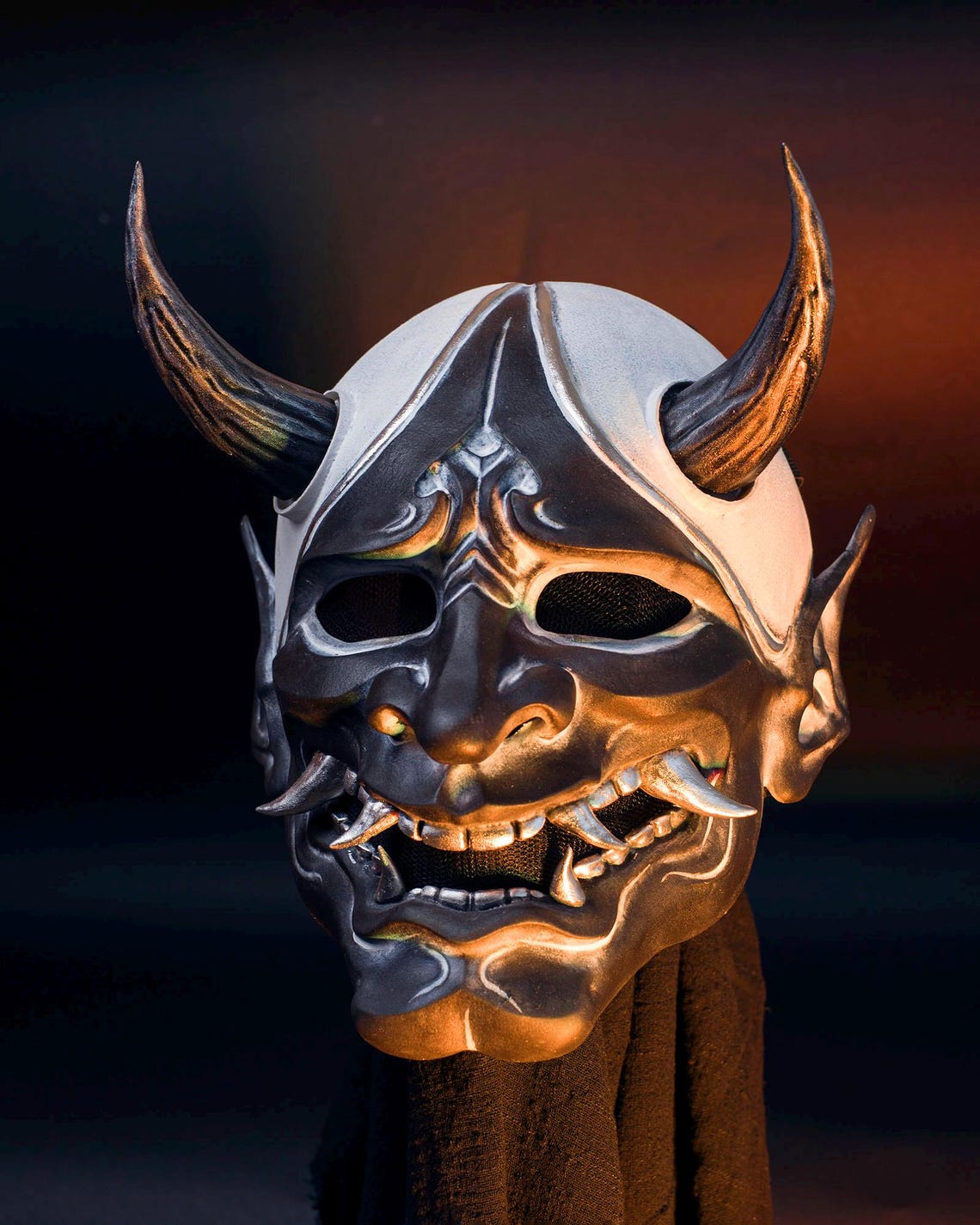 Black Oni Mask – Japanese Demon Hannya Full Face, Samurai/kabuki ...