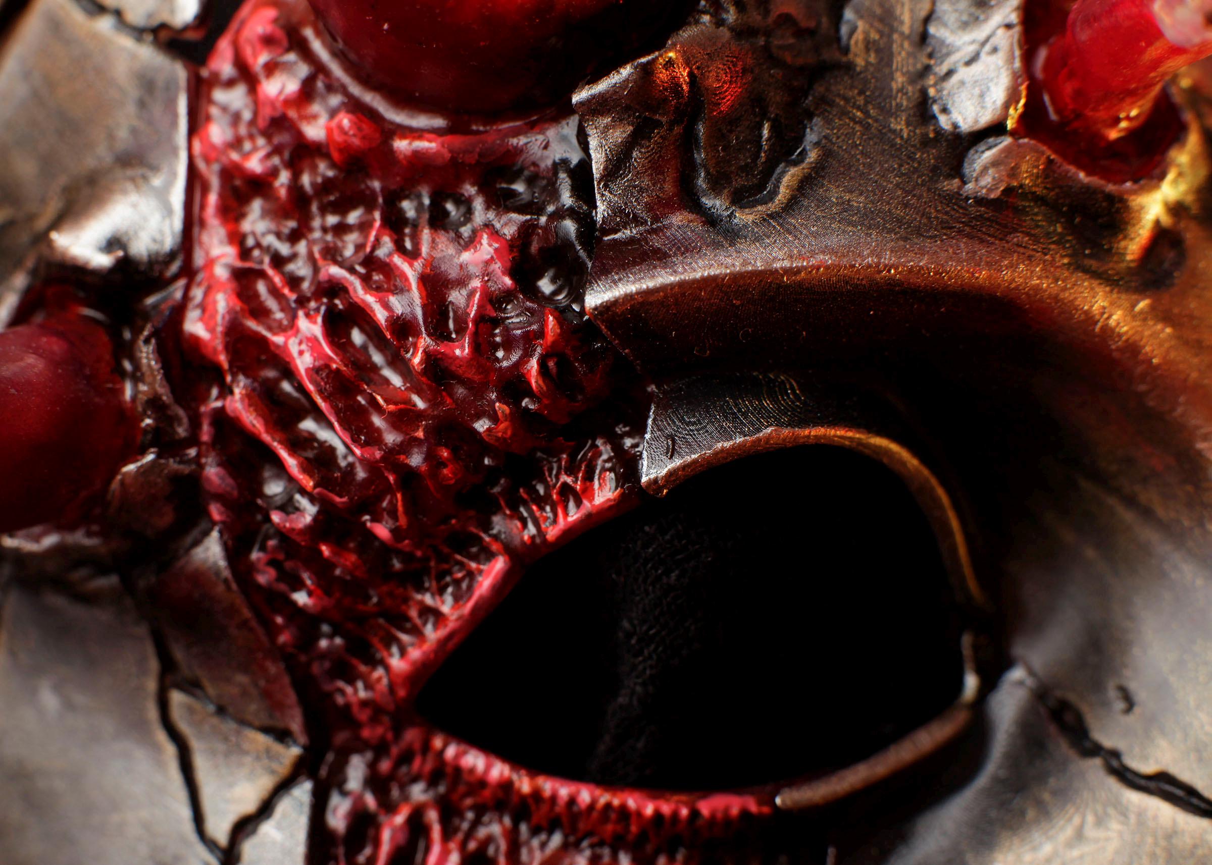 Gory Half-face Demon Mask – Tiny Bloody Hands, Meat Horror Look, Devil ...