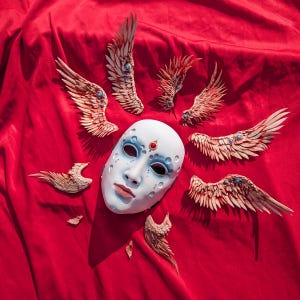 Angel Mask Seraphim Wings Halo Halloween Headpiece Fantasy Goddess ...