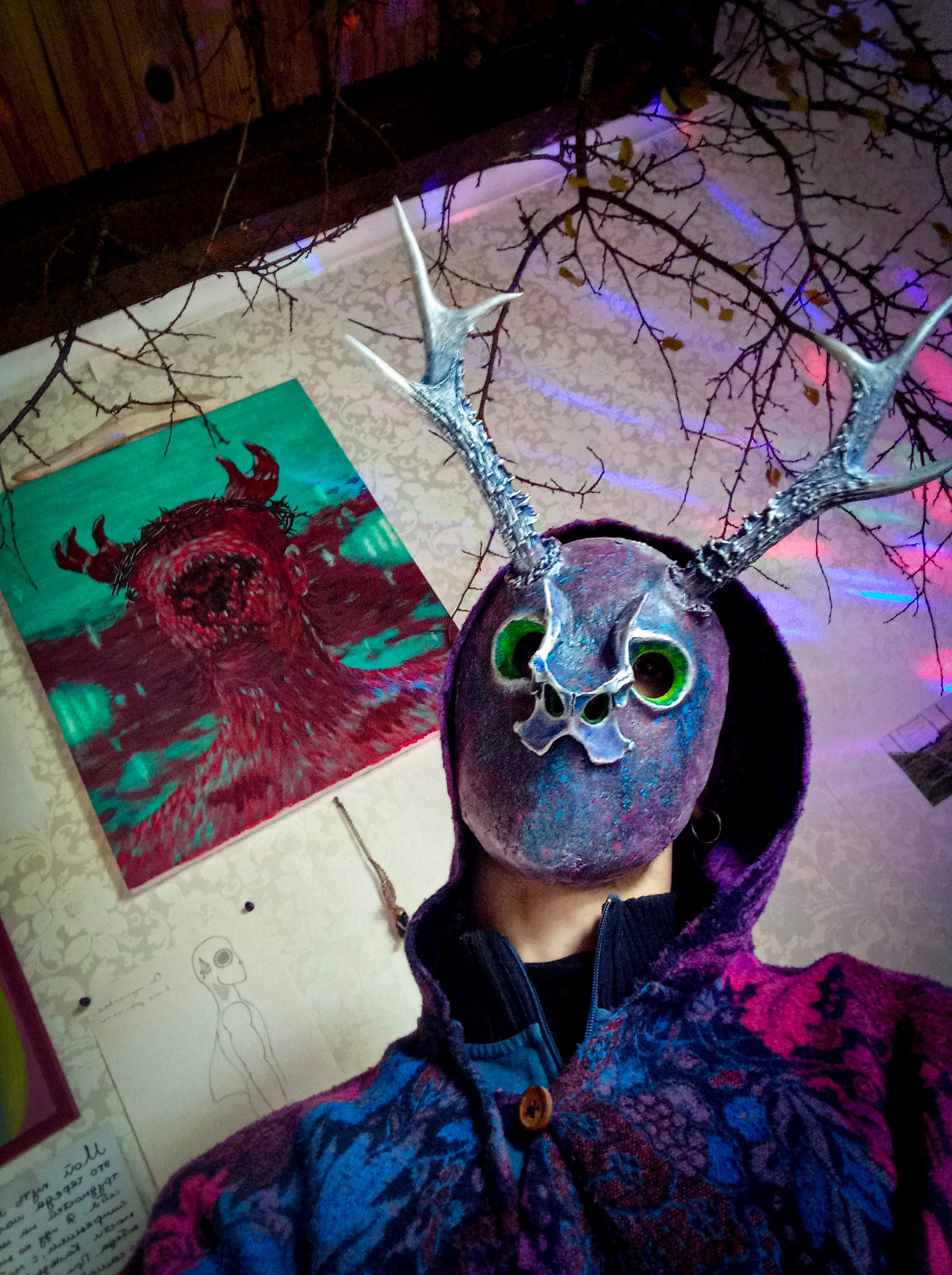 Druid Mask Fairy Shaman Horned Full Face Fantasy Ritual - Etsy