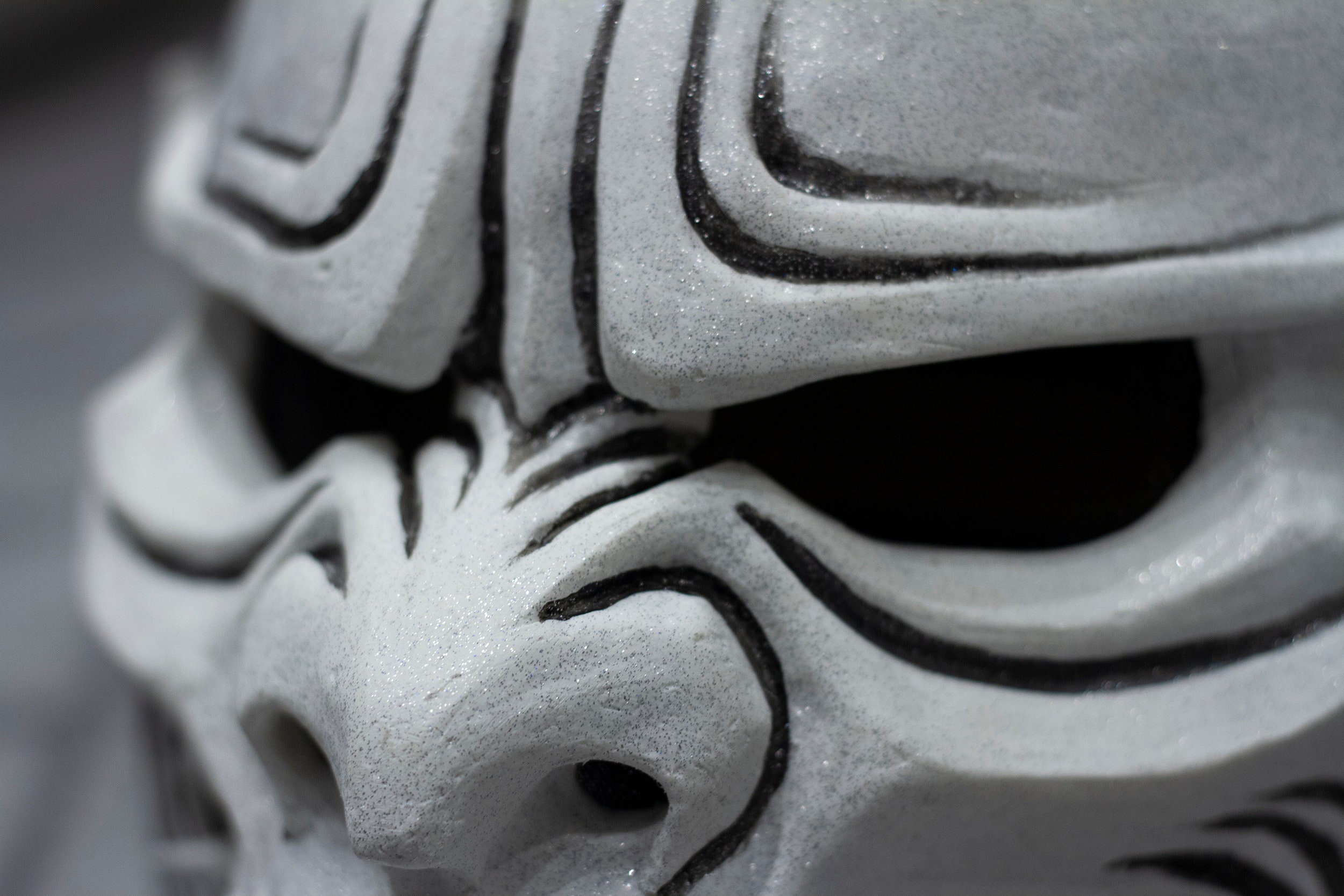 White Oni full face mask anime Ghoul Japanese Demon Hannya | Etsy