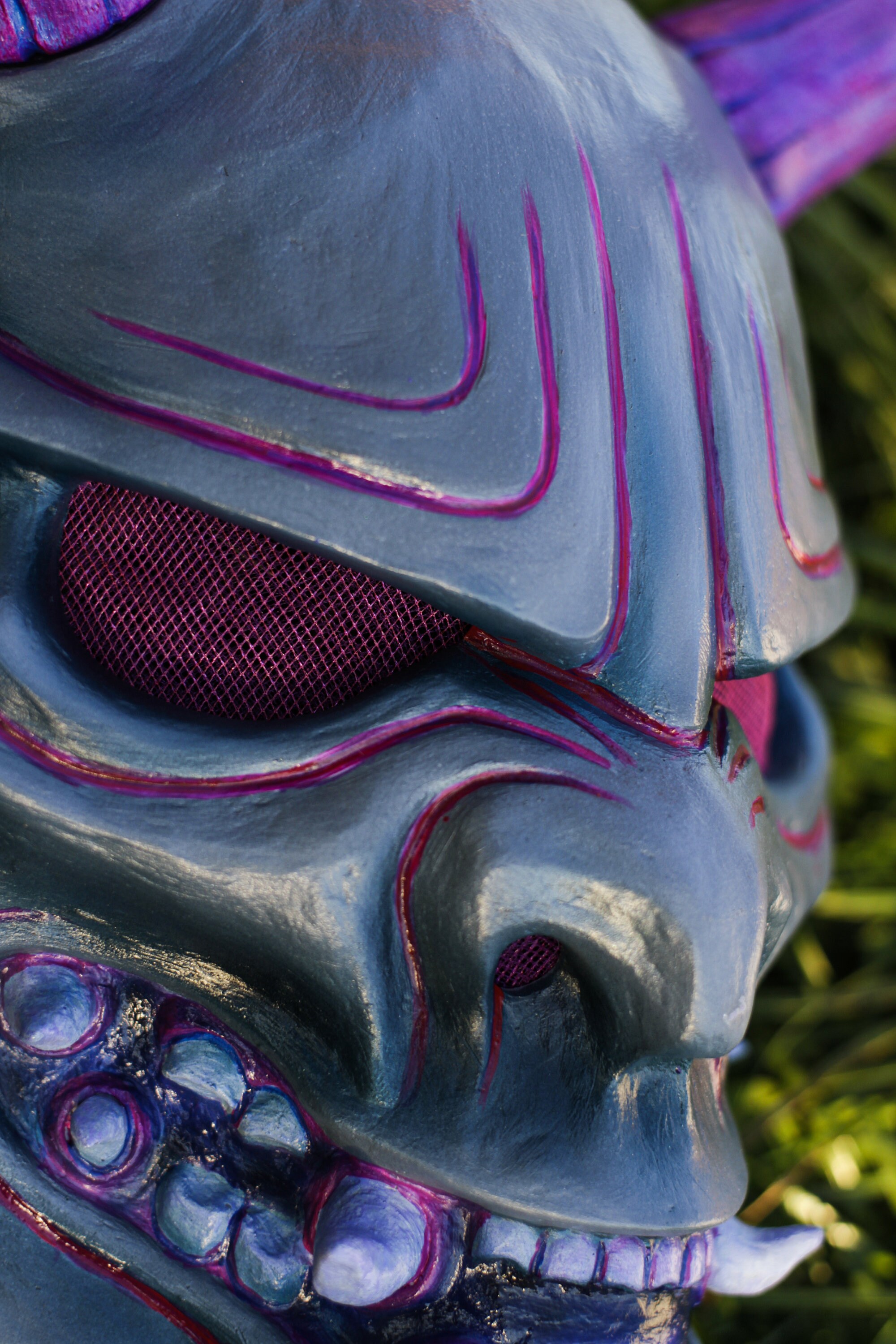 Gray Oni Full Face Mask Japanese Demon Hannya Cosplay Samurai - Etsy