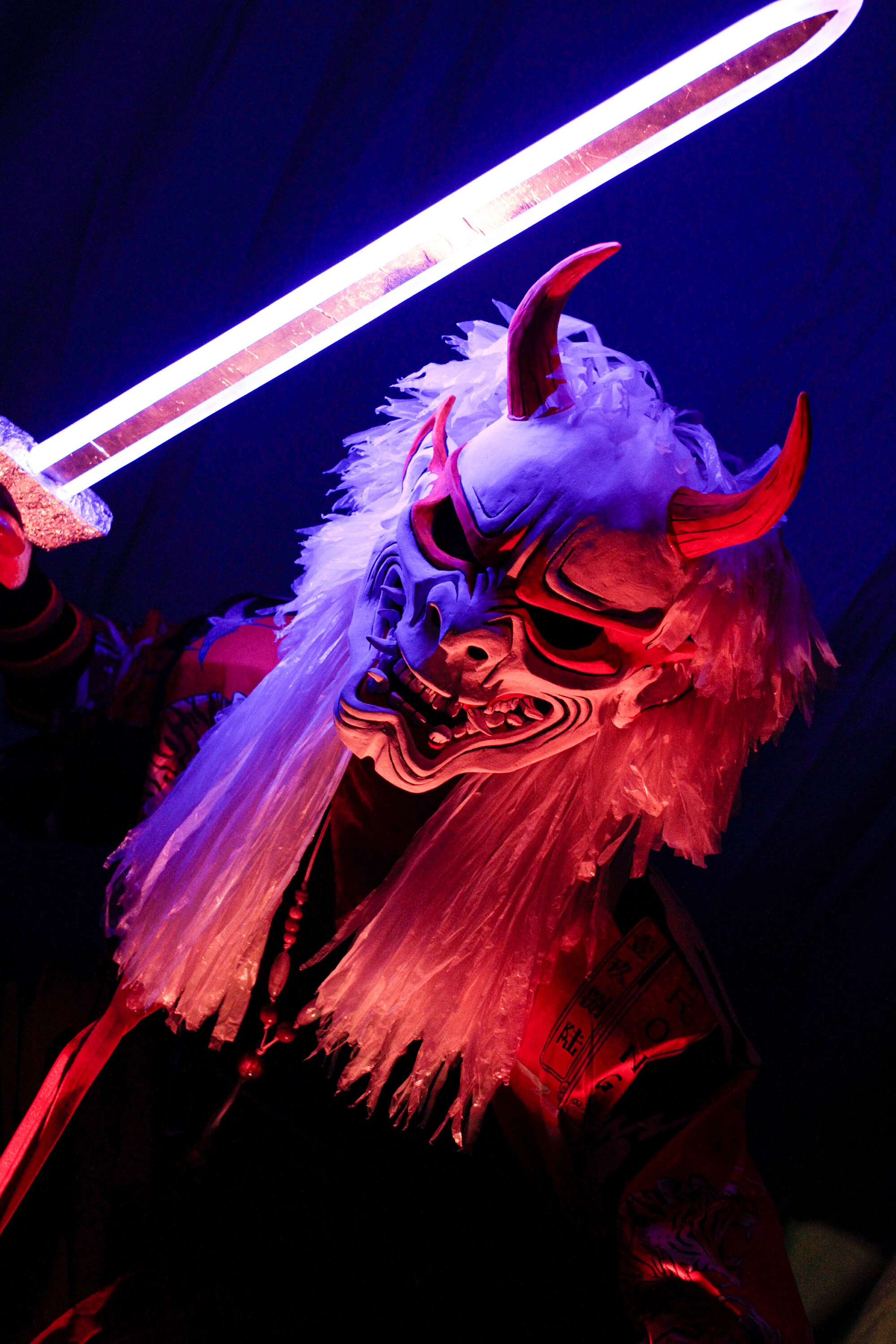 Oni Full Face Mask Samurai Japanese Demon Hannya White Cosplay | Etsy