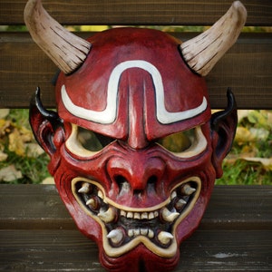 Oni Full Face Mask Princess Mononoke Japanese Demon Hannya Cosplay ...