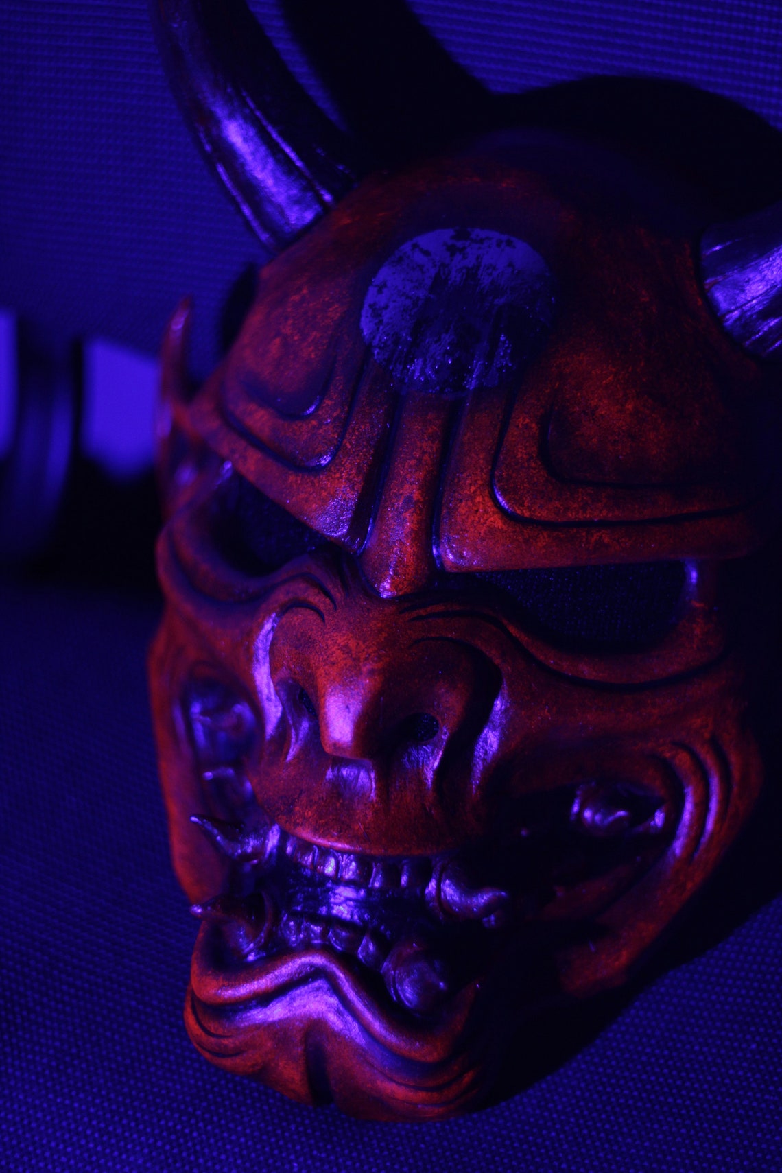 Red Oni Full Face Mask Japanese Demon Hannya Cosplay Samurai - Etsy