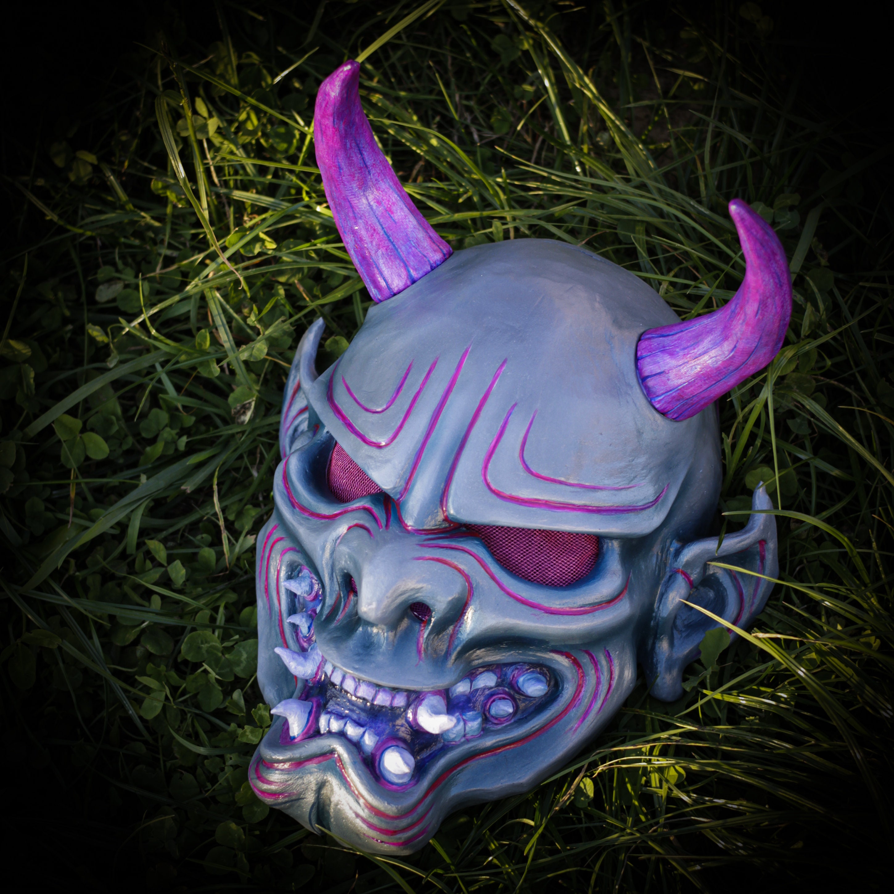 White Oni Full Face Mask Japanese Demon Hannya Cosplay Samurai - Etsy UK