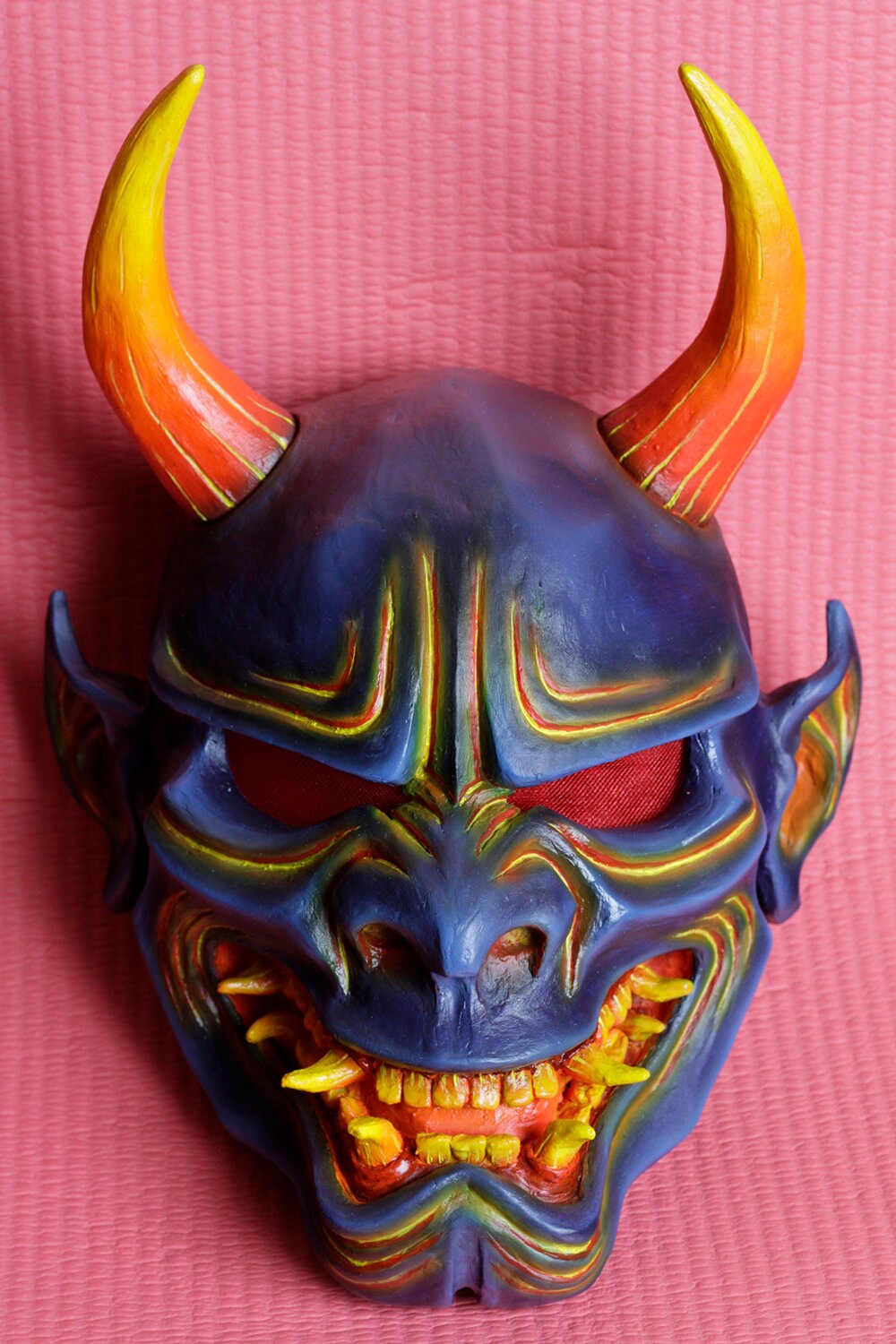 White Oni full face mask Japanese Demon Hannya cosplay samurai | Etsy