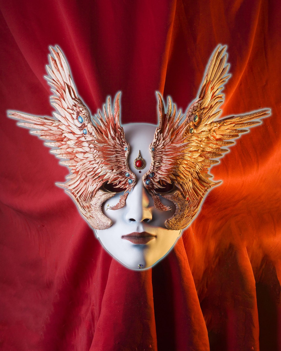 Angel Mask Seraphim Wings Halo Halloween Headpiece Fantasy Goddess ...