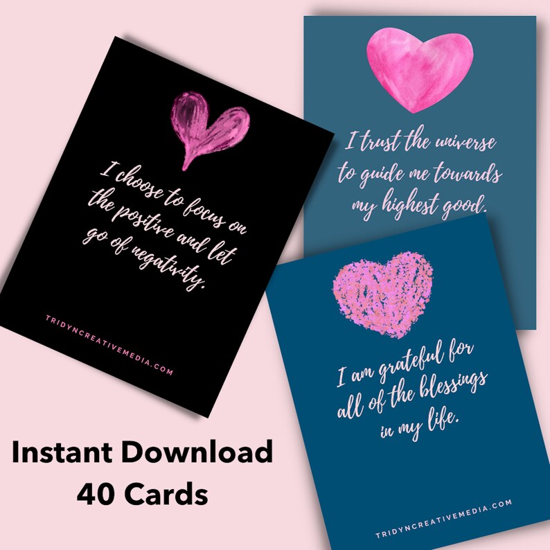Printable Affirmation Cards | 40 Positive Affirmations for Self-growth ...