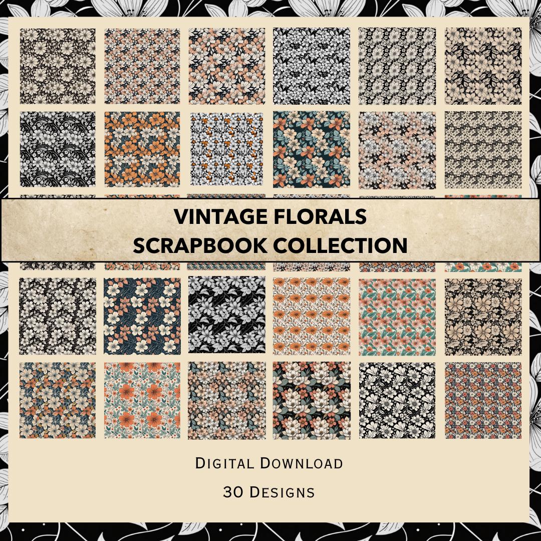 Floral Digital Scrapbook Paper Pack | 30 Vintage-inspired Pages ...