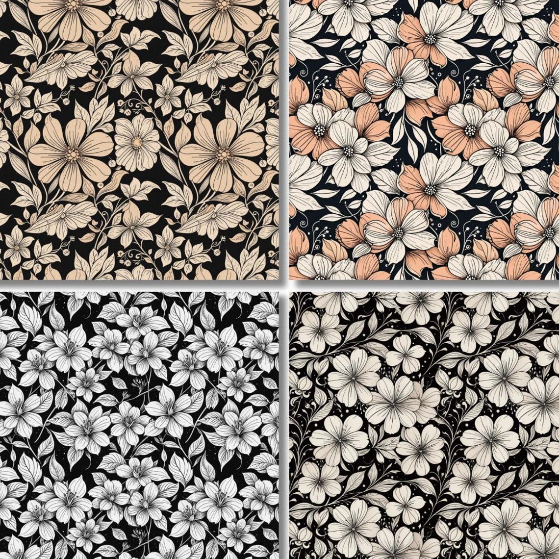 Floral Digital Scrapbook Paper Pack | 30 Vintage-inspired Pages ...
