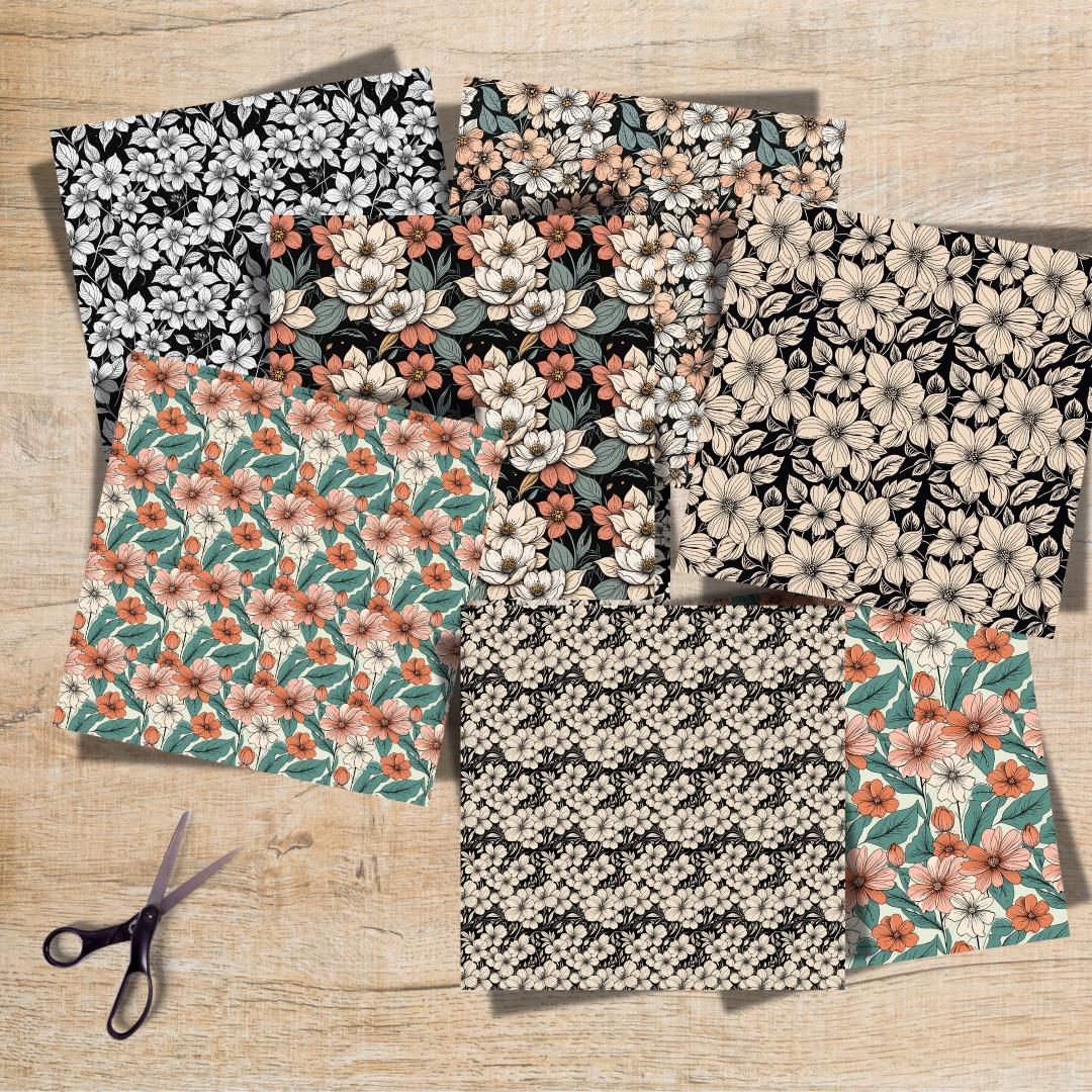 Floral Digital Scrapbook Paper Pack | 30 Vintage-inspired Pages ...
