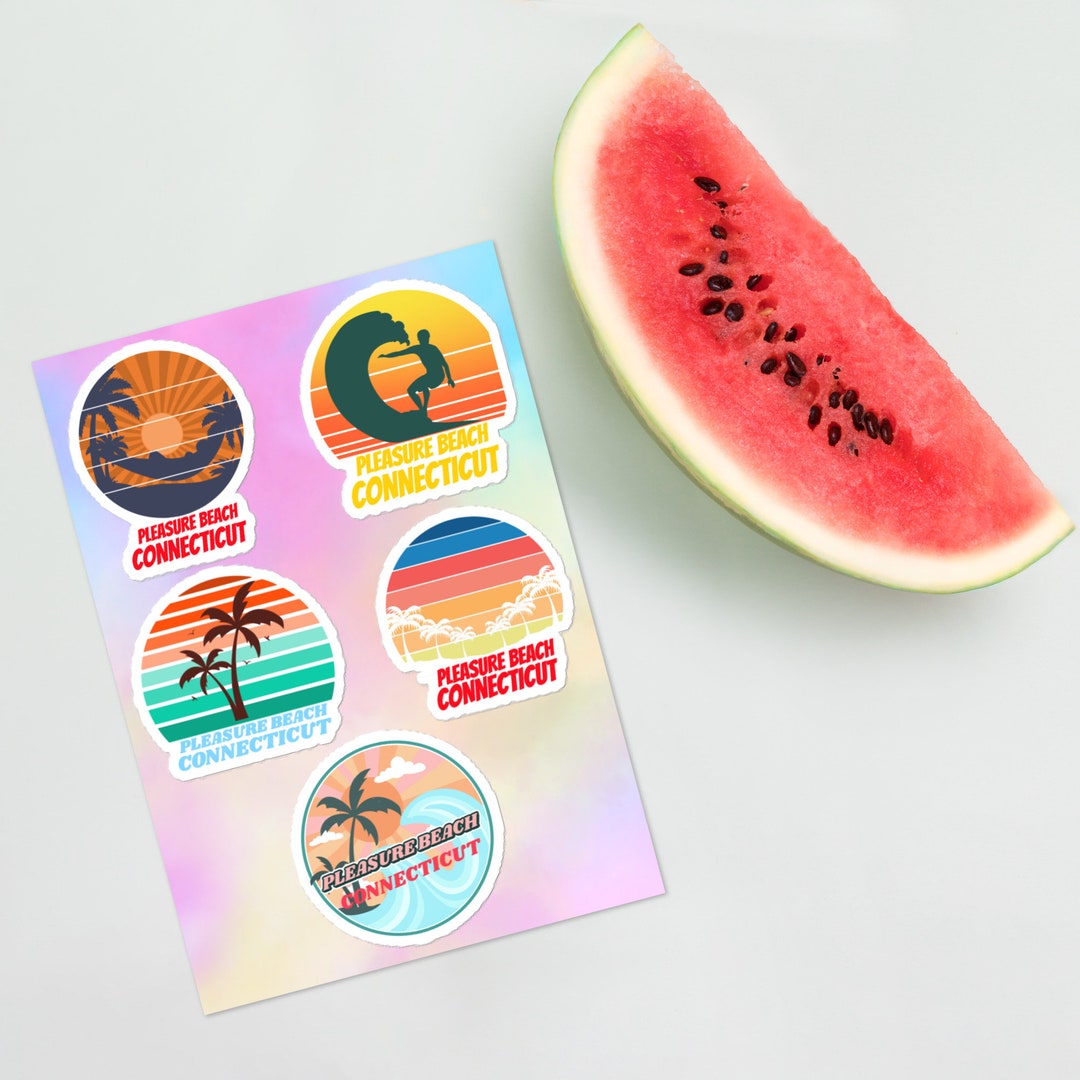 PLEASURE BEACH CONNECTICUT Surfer Tropical Sea Vacation Sticker Pack - Etsy