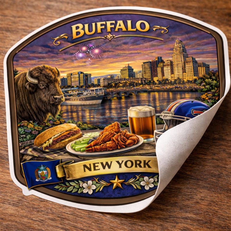 Buffalo Cityscape Sticker, Western New York Travel Decal, Vinyl Planner ...