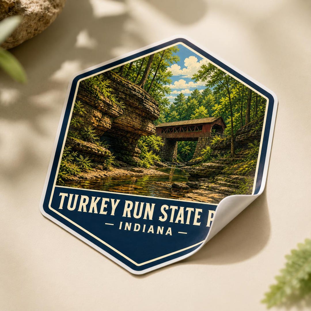 Turkey Run State Park Indiana Glossy Travel Sticker Sugar Creek Gorge ...