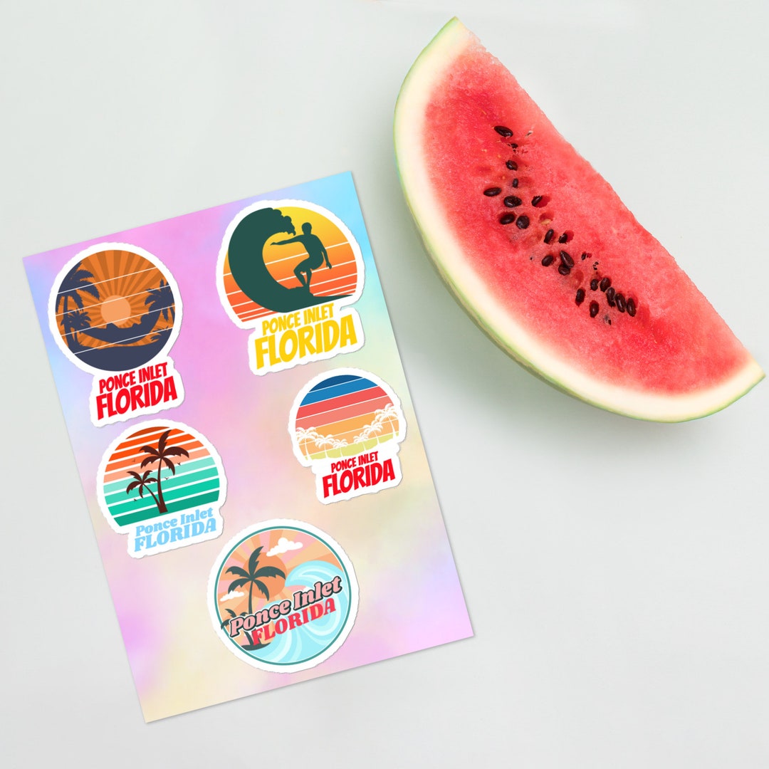 Ponce Inlet FLORIDA Surfer Tropical Sea Vacation Beach Sticker Pack - Etsy