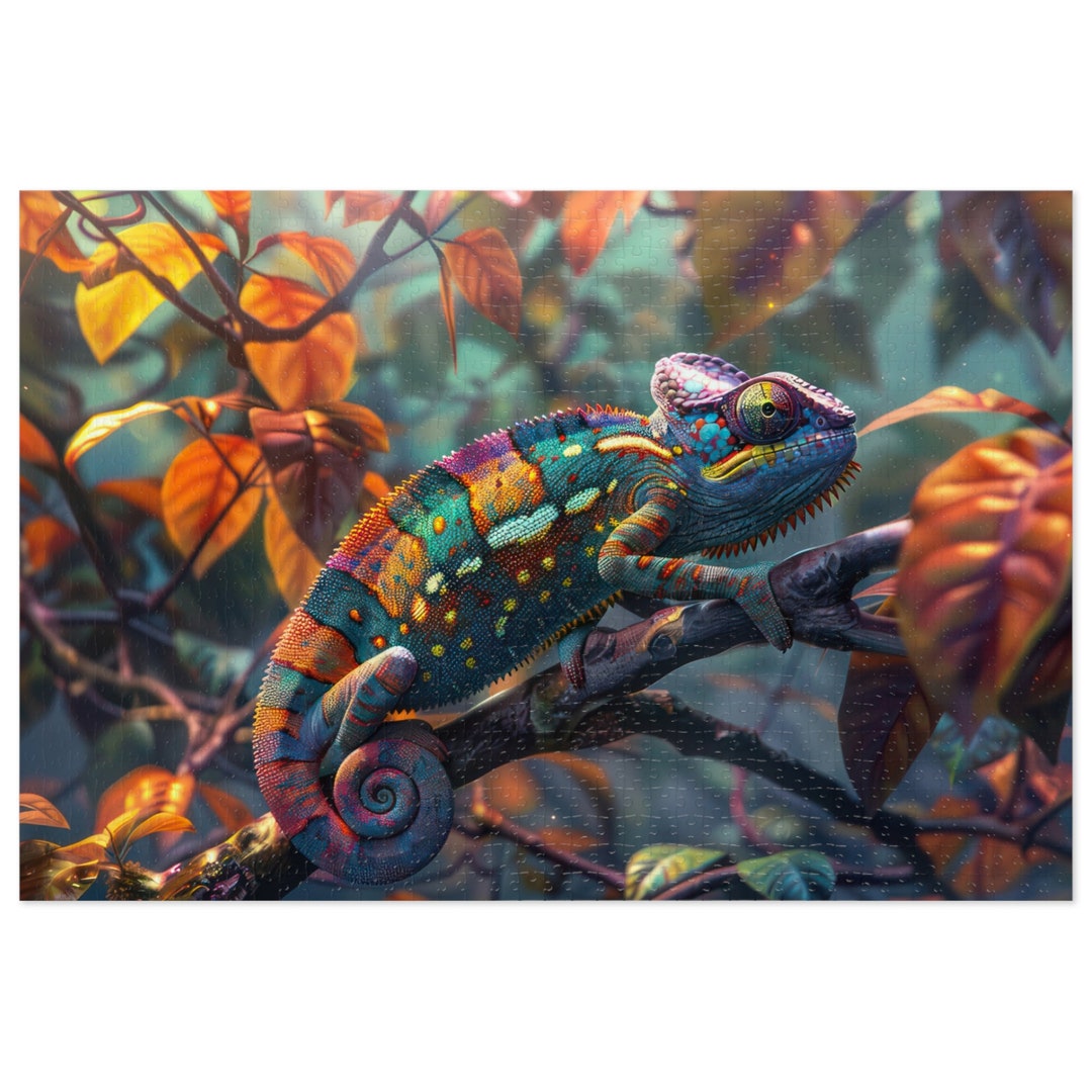 Enchanted Forest Chameleon Puzzle Vivid Colors, 252/500/1000 Pieces ...