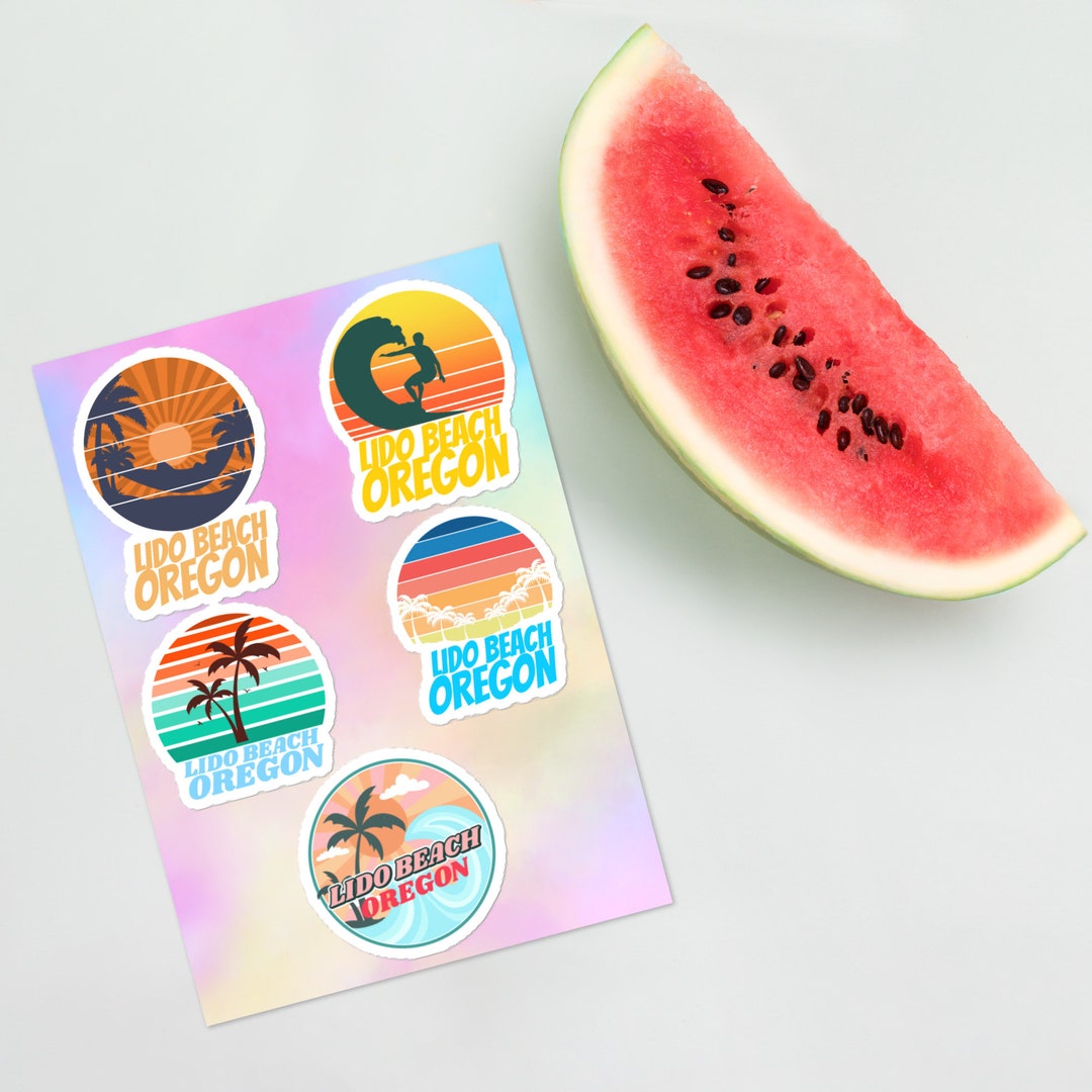 Lido Beach OREGON Surfer Tropical Sea Vacation Beach Sticker Pack - Etsy