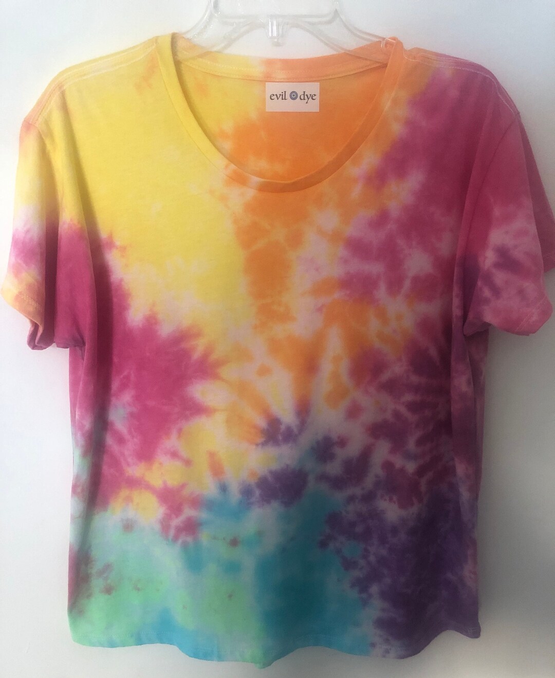 Rainbow Tie Dye T-shirt, Short Sleeve, Scoop Neck, Flowy Fit, Full ...