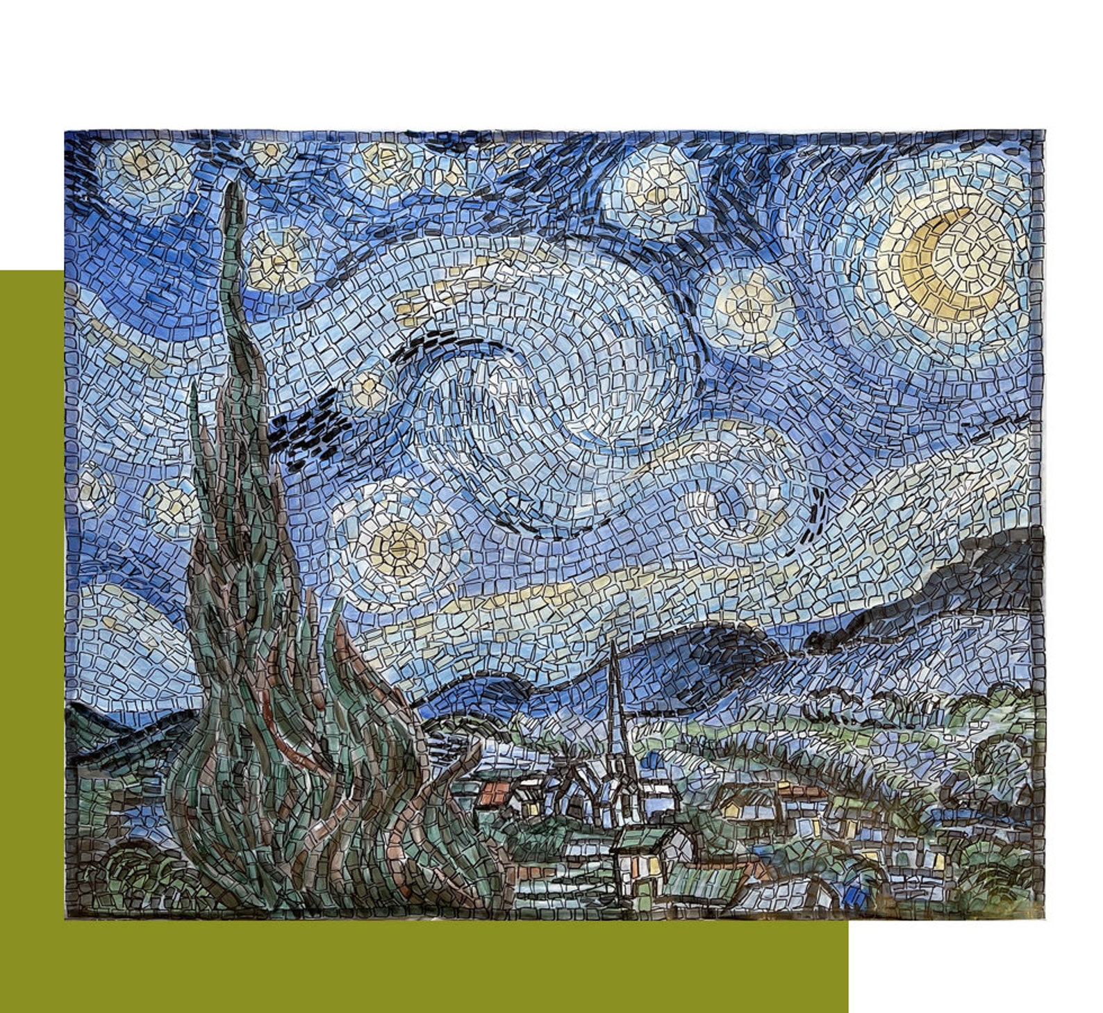 Van Gogh Starry Night Mosaic Kit, Modern Glass Mosaic + Tutorial ...