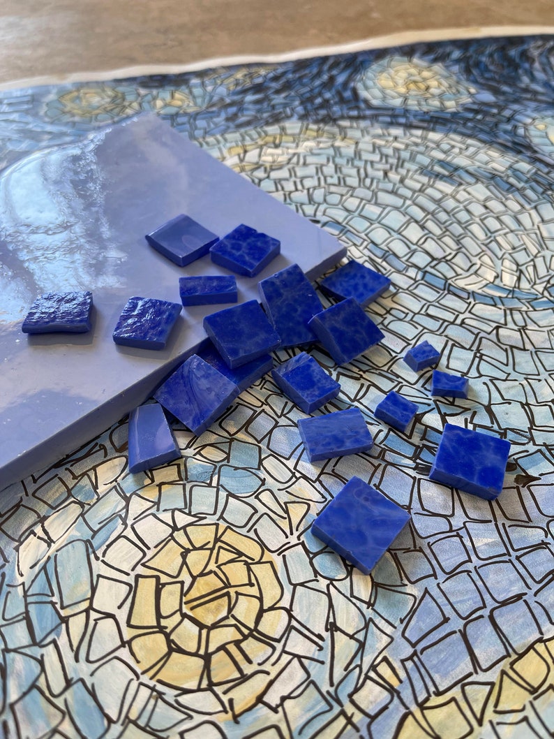 Van Gogh Starry Night Mosaic Kit, Modern Glass Mosaic + Tutorial ...