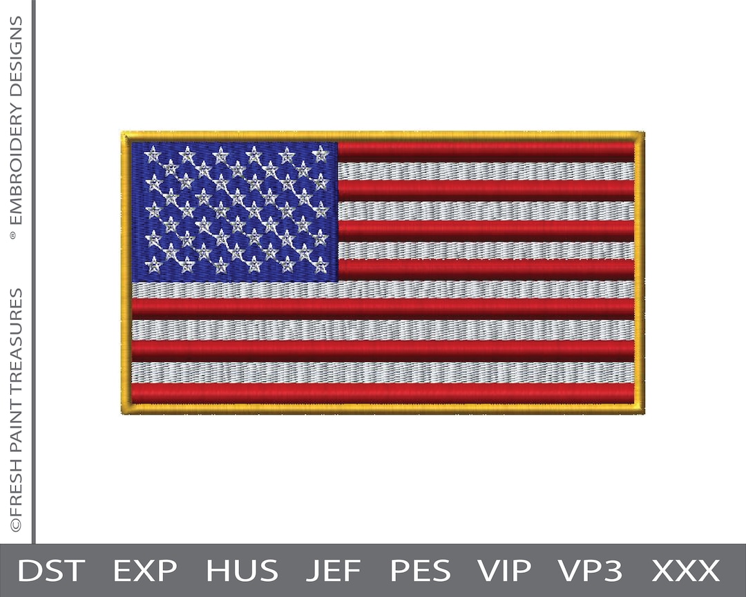 American Flag Machine Embroidery Design, USA Flag Embroidery, US Flag ...