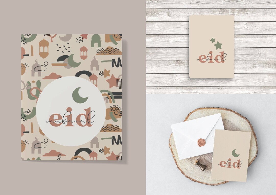 Set of 3 Printable Eid Cards, Modern Eid Cards, Digital Download, Eid ...