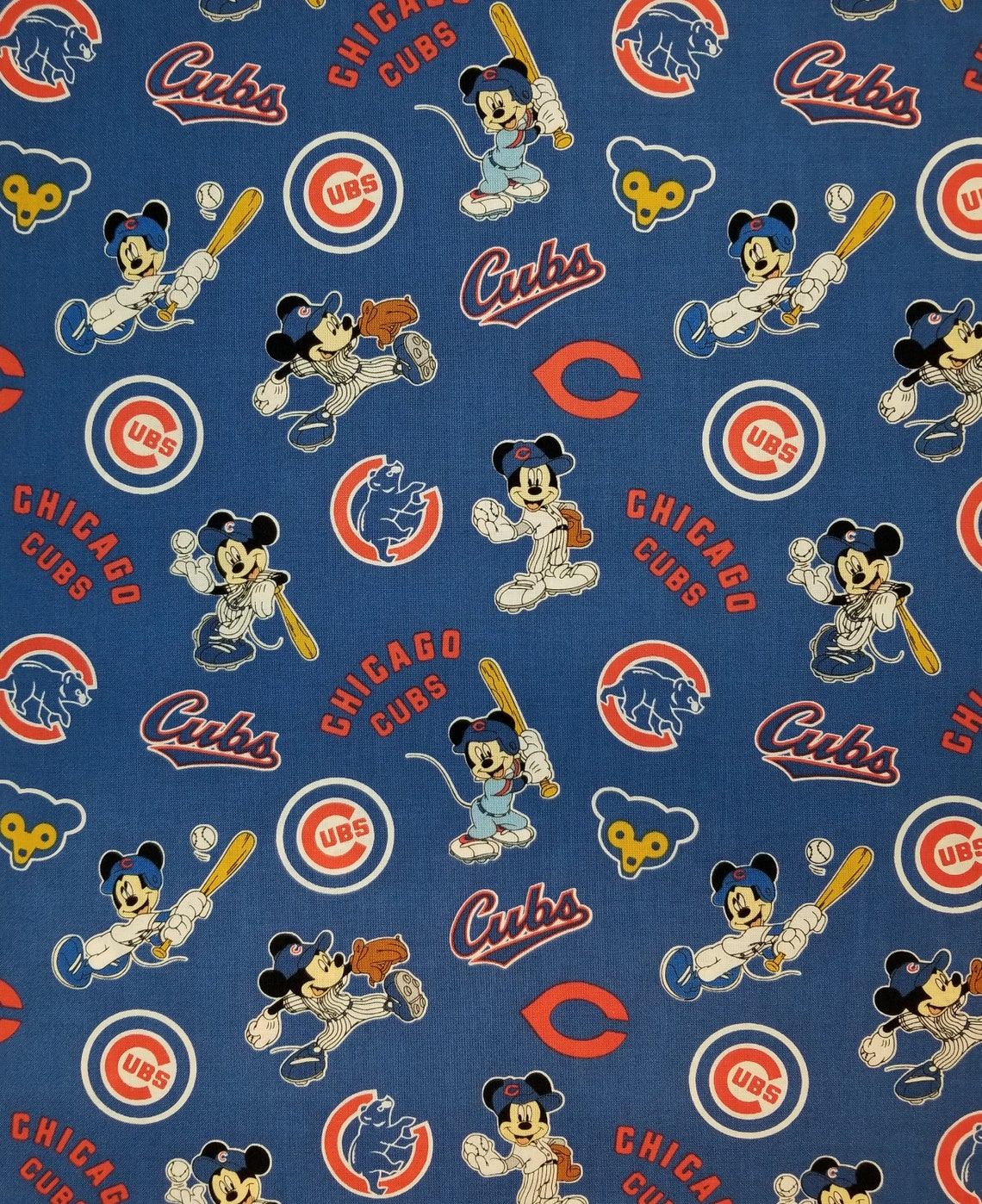 MLB Chicago Cubs Disney Mickey Mouse Baseball - 100% Cotton Fabric ...