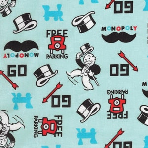 Cotton Fabric - Monopoly Icons Quilting Cotton - Select Your Size or by ...