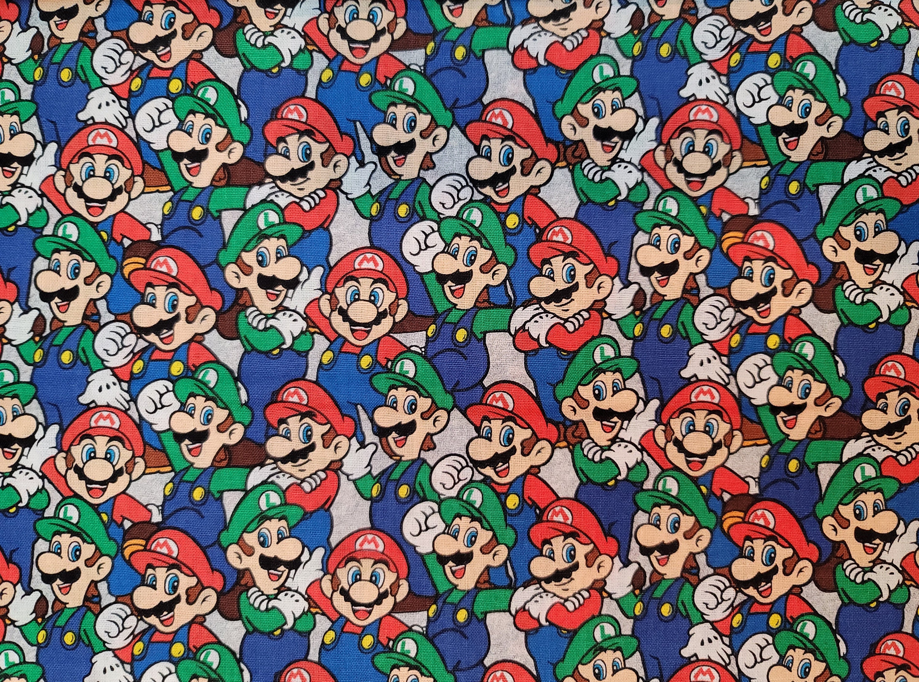 Nintendo Mario and Luigi Packed Gamer Quilt Cotton Fabric - Select Your ...