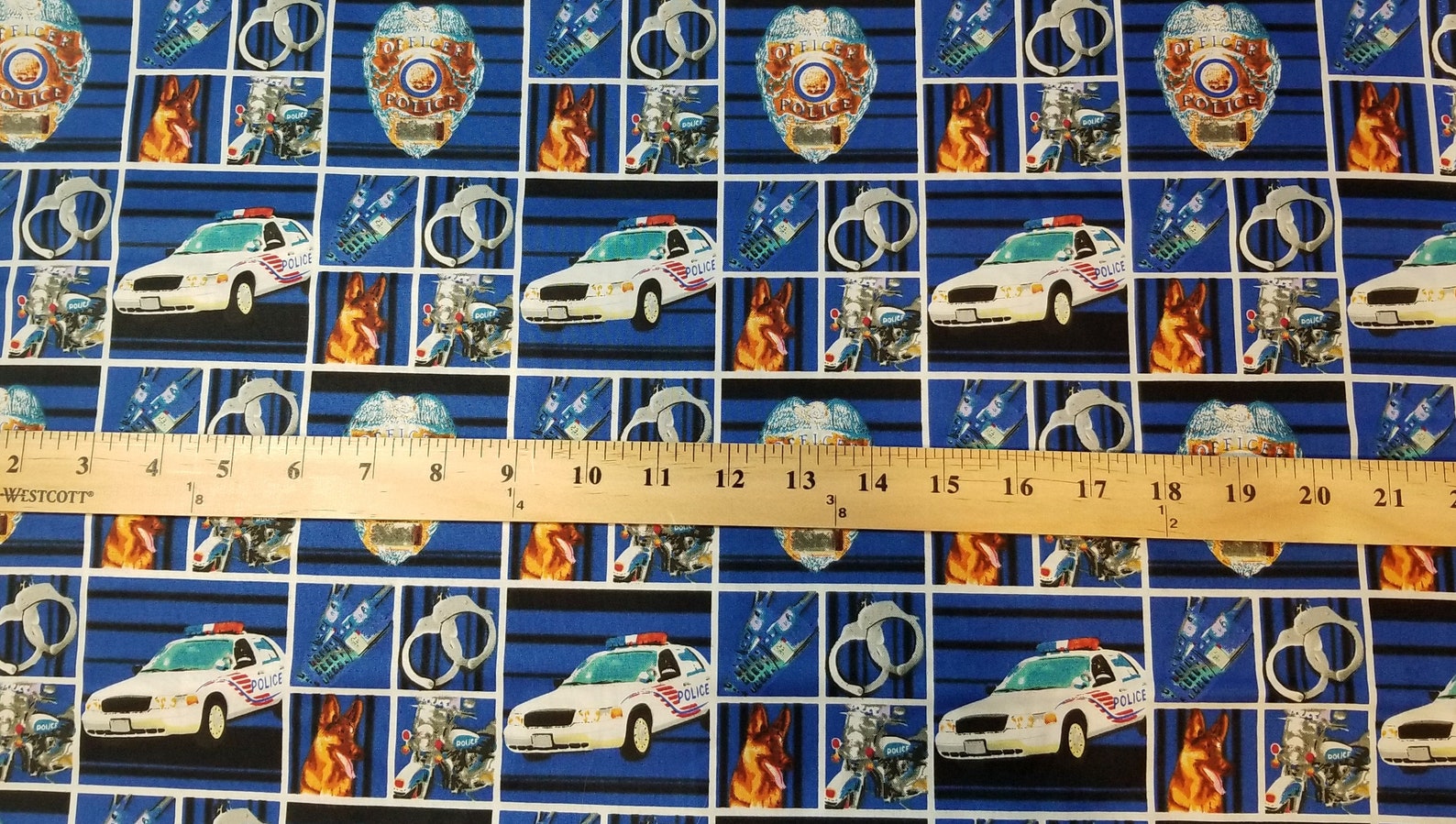 Police Department Block - 100% Cotton Fabric - Select Your Size or BTY ...