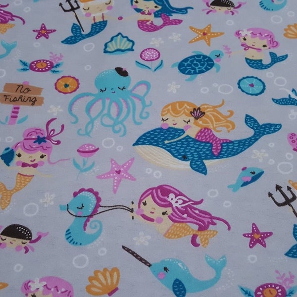 Flannel Mermaid Fabric - Etsy