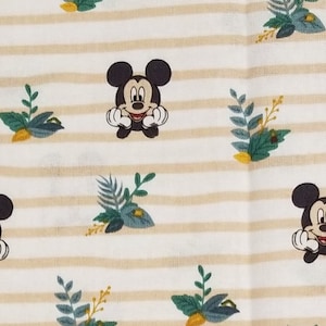 Mickey Mouse Traditional Stripe - 100% Cotton Fabric - Select Your Size ...