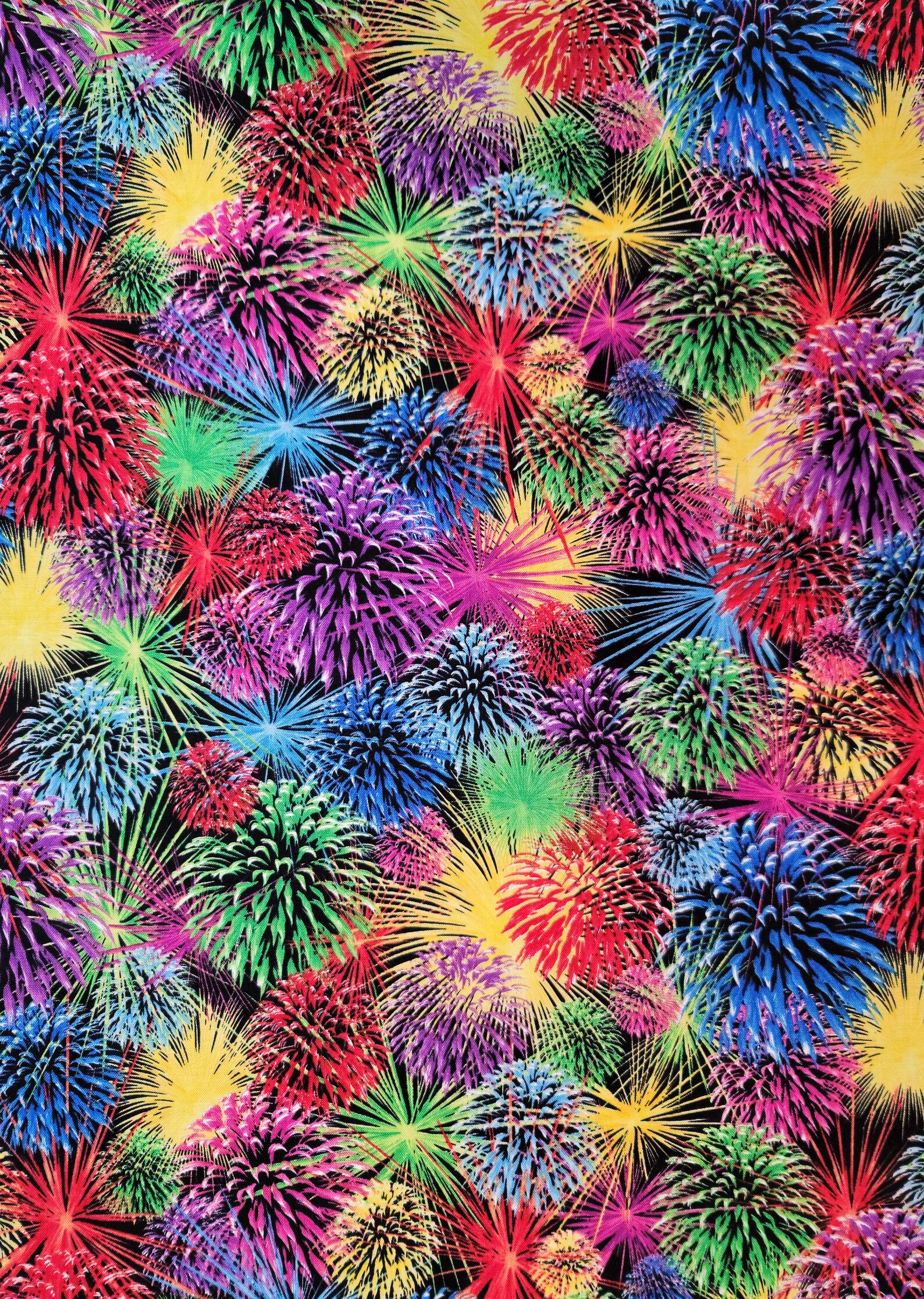 Cotton Fabric Fireworks Multi Bright Color Rainbow Quilt - Etsy